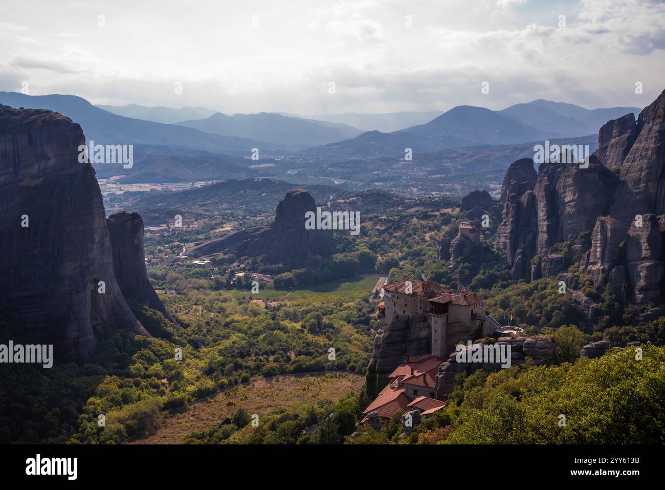 Beautiful scenic view of Orthodox Monastery of Rousanoú (St.Barbara) on ...
