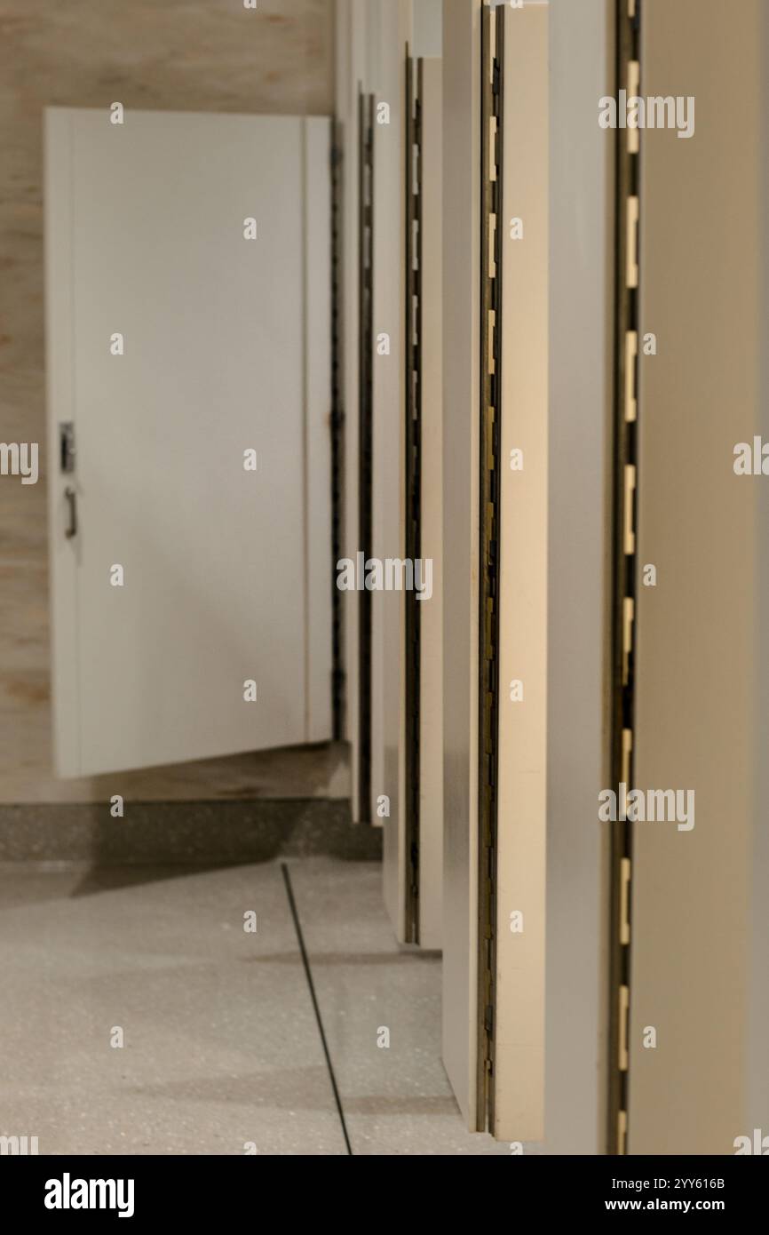 Vertical Interior Public Bathroom Stall Open Door Stock Photo - Alamy