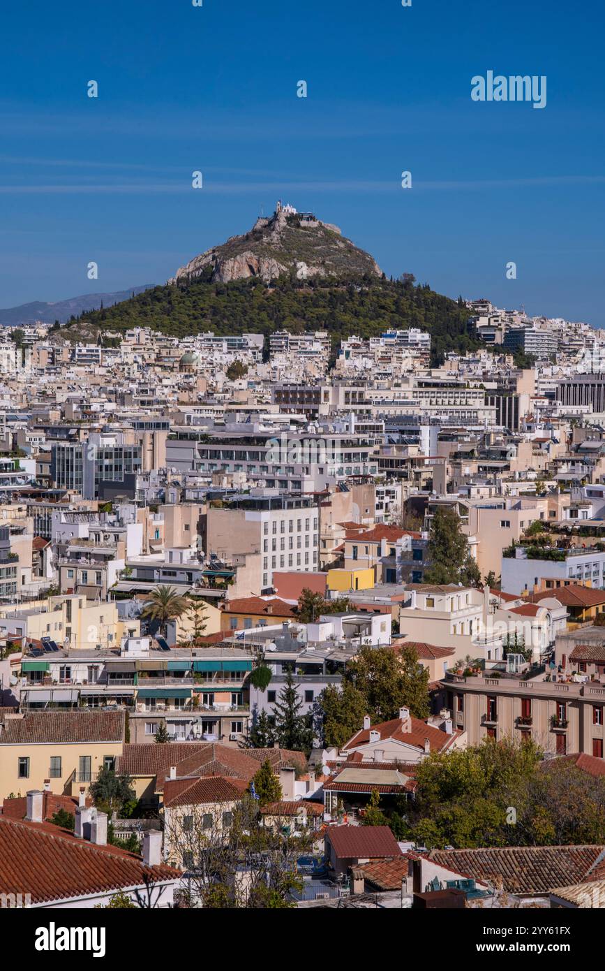 Beautiful scenic city view of Athens shot from Acropolis hill, Greece ...