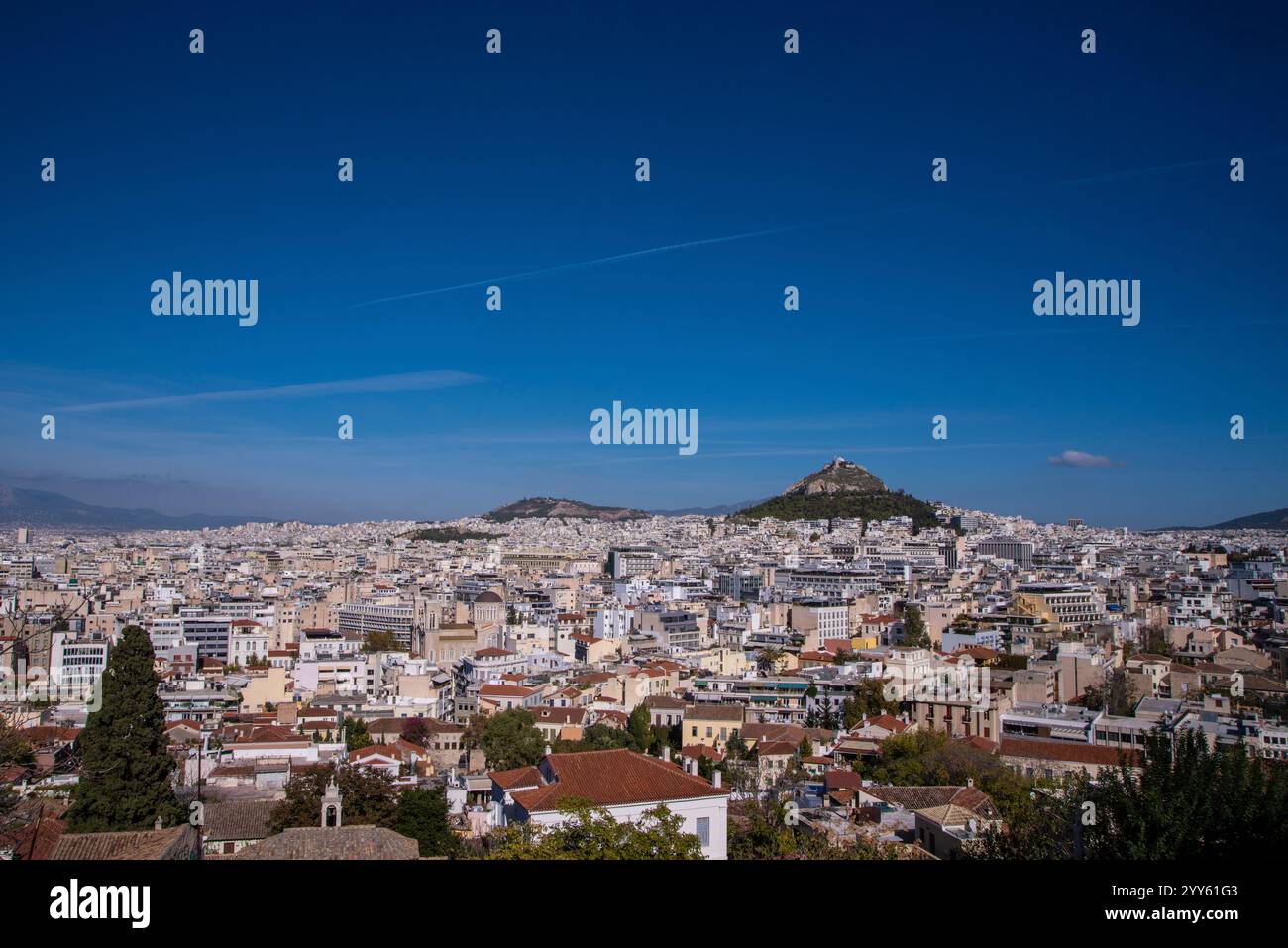 Beautiful scenic city view of Athens shot from Acropolis hill, Greece ...