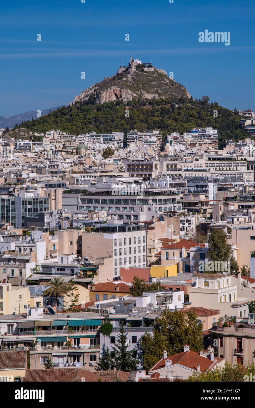 Beautiful scenic city view of Athens shot from Acropolis hill, Greece ...