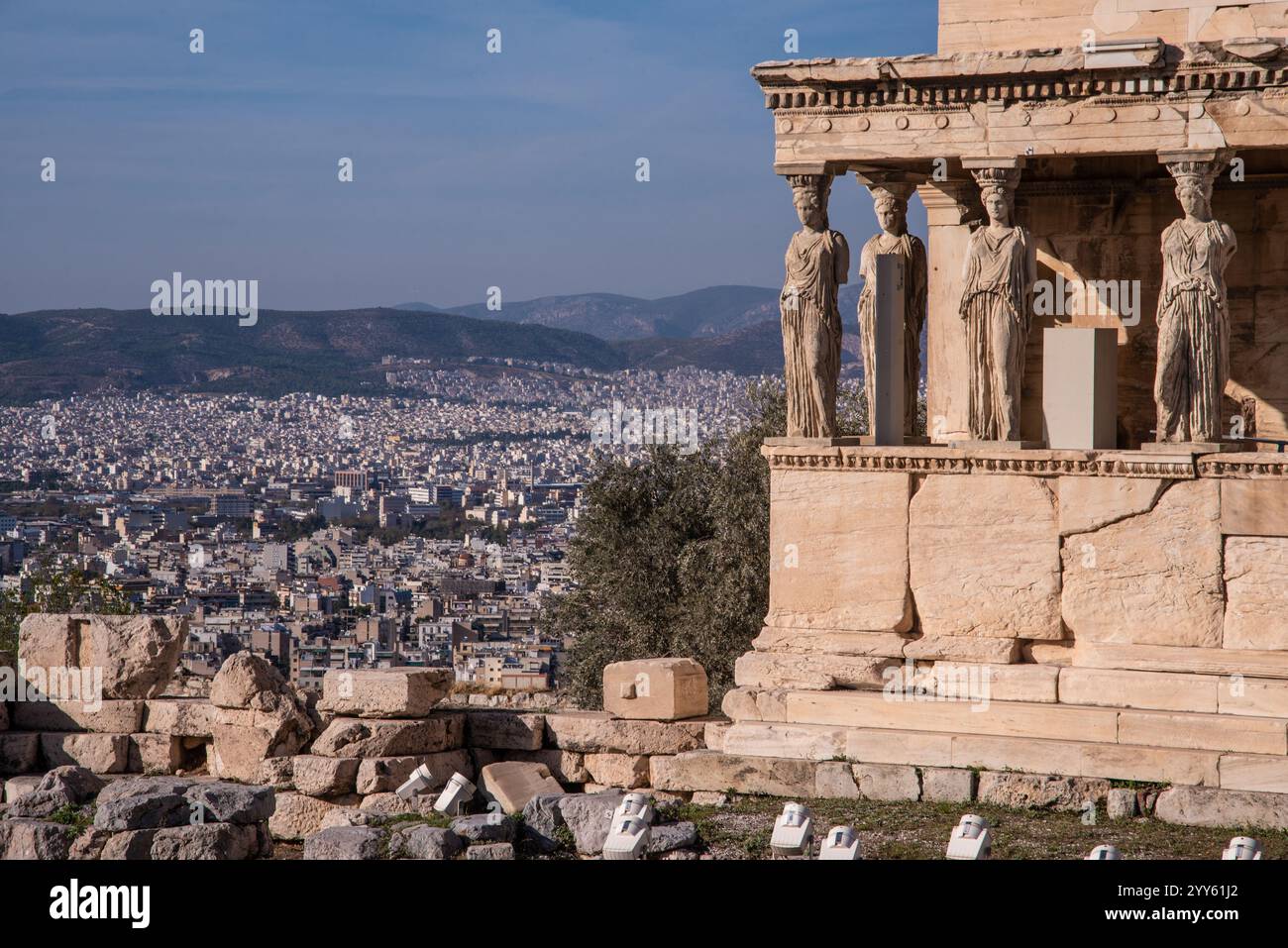 The Erechtheion or Erechtheum, an ancient Greek temple on north side of ...