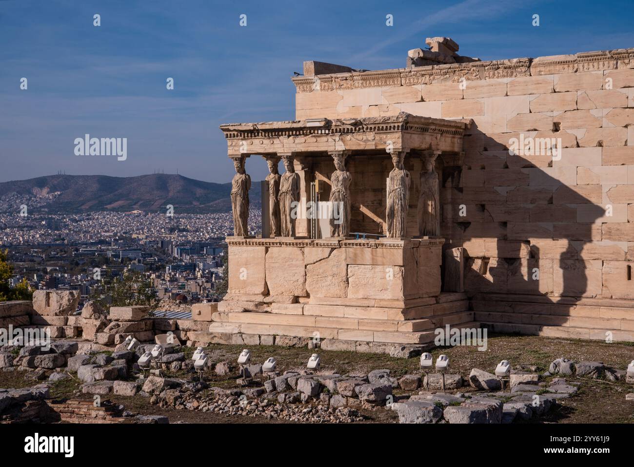 The Erechtheion or Erechtheum, an ancient Greek temple on north side of ...