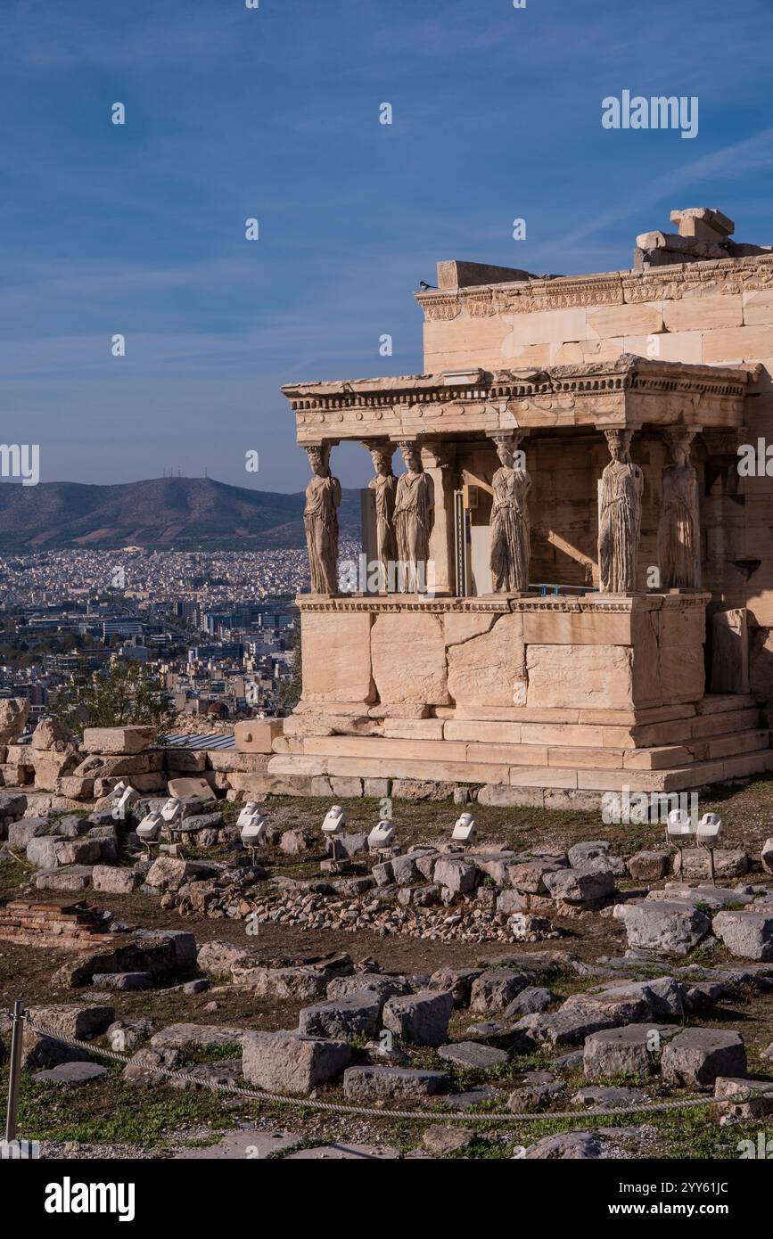 The Erechtheion or Erechtheum, an ancient Greek temple on north side of ...