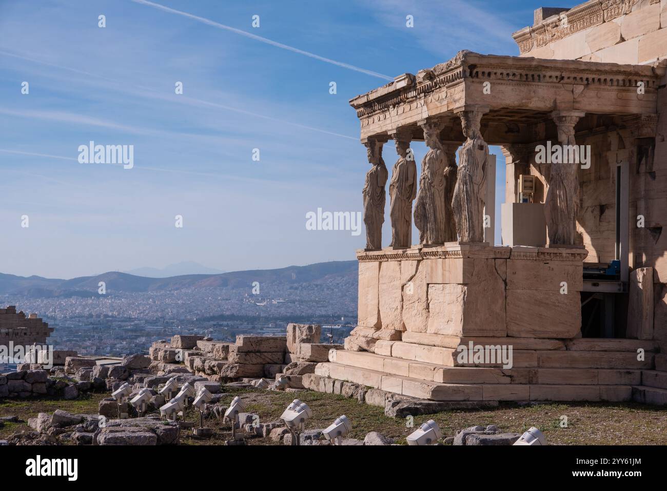 The Erechtheion or Erechtheum, an ancient Greek temple on north side of ...