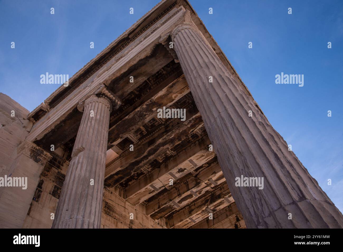 Ancient ruins of Propylaia or Propylaea, Acropolis, Athens, Greece. Gateway to the Acropolis ...