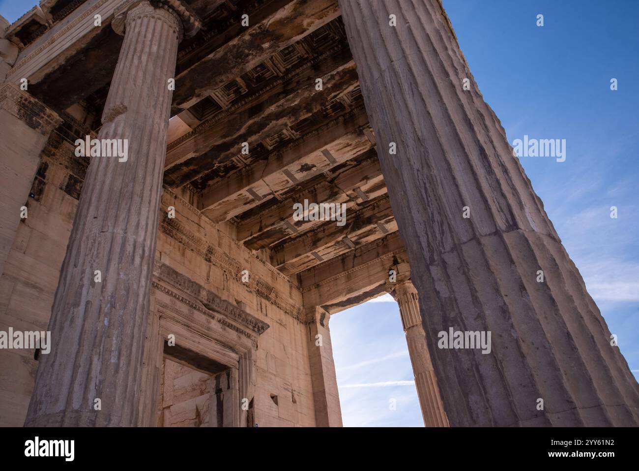 Ancient ruins of Propylaia or Propylaea, Acropolis, Athens, Greece. Gateway to the Acropolis ...