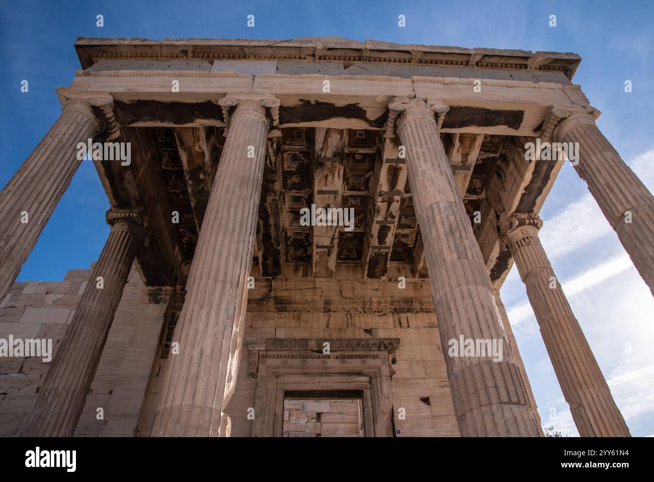 Ancient ruins of Propylaia or Propylaea, Acropolis, Athens, Greece. Gateway to the Acropolis ...