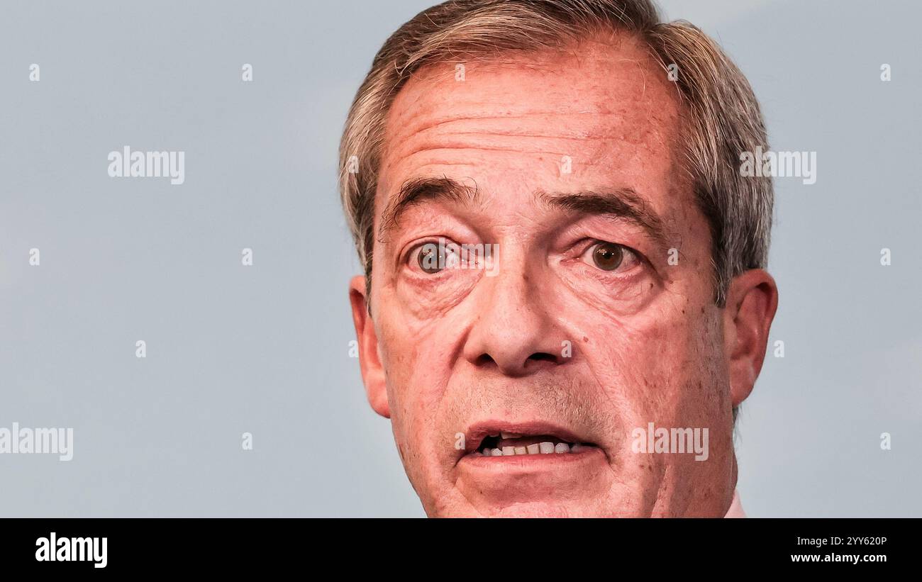 Nigel Farage. Reform UK Party founder and Member of Parliament Clacton ...