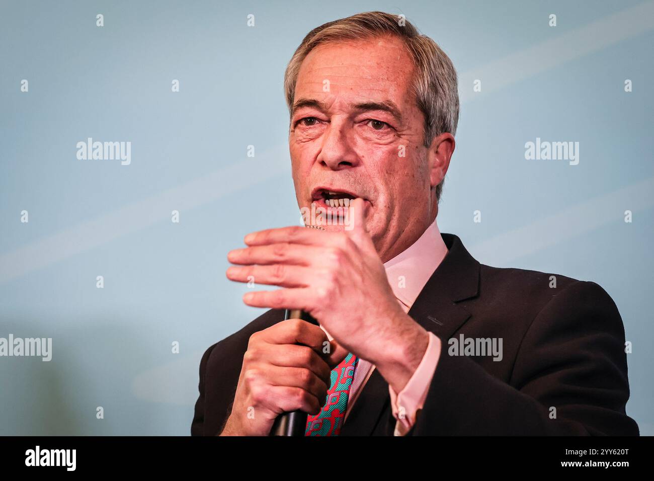 Nigel Farage. Reform UK Party founder and Member of Parliament Clacton ...