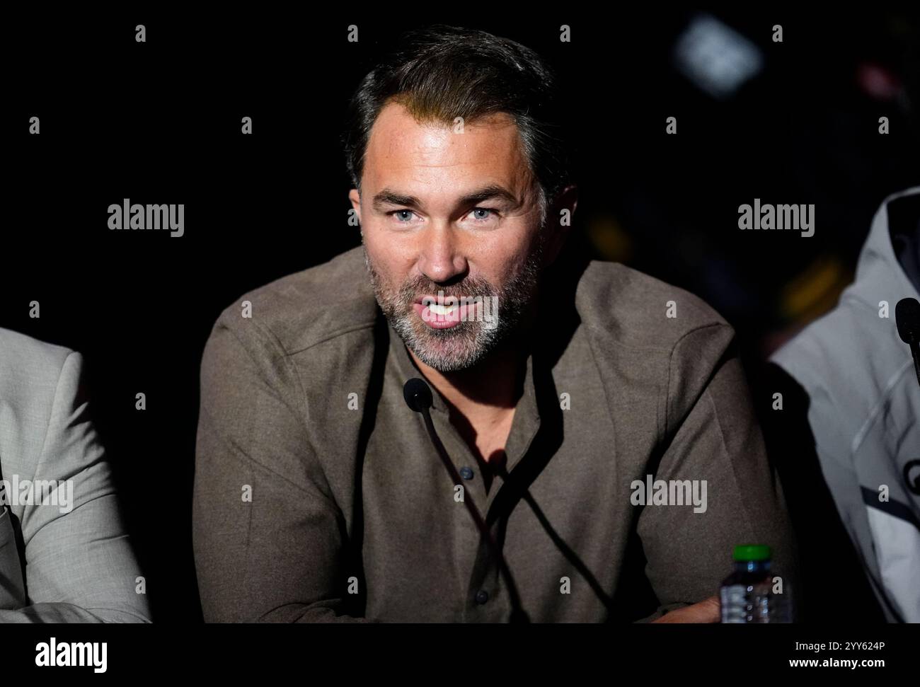 Boxing promoter Eddie Hearn during a press conference in Riyadh, Saudi ...