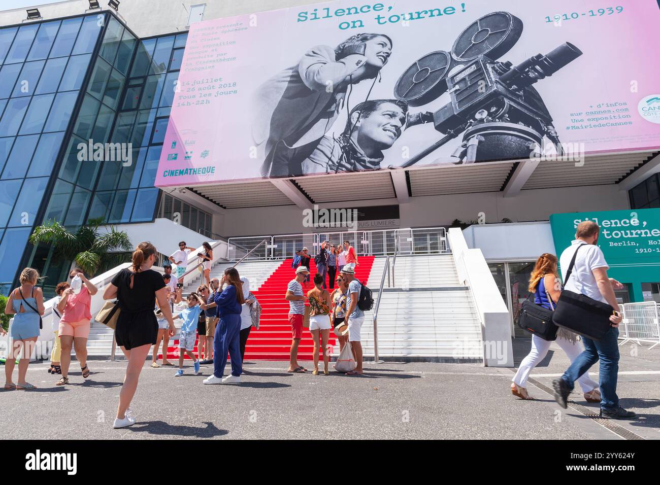 Cannes, France - August 14, 2018: Tourists are in front of Palais des ...