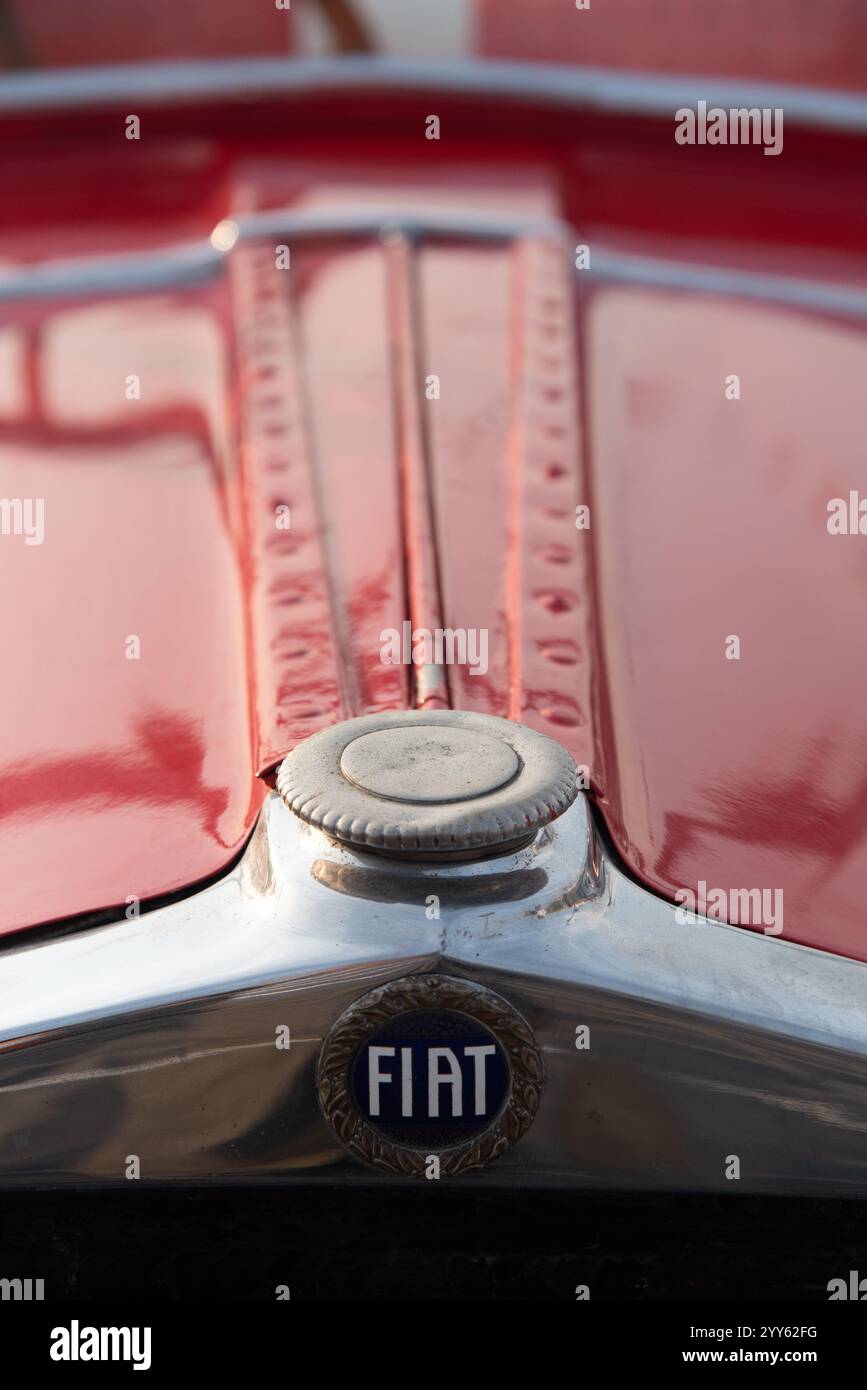 Front view red collectible Fiat classic antique vintage car logo Stock ...