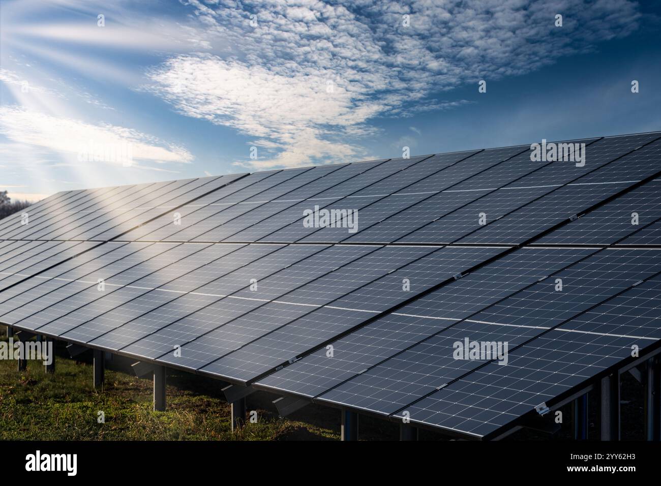 Photovoltaic panels in the sunlight. Renewable energy source Stock ...