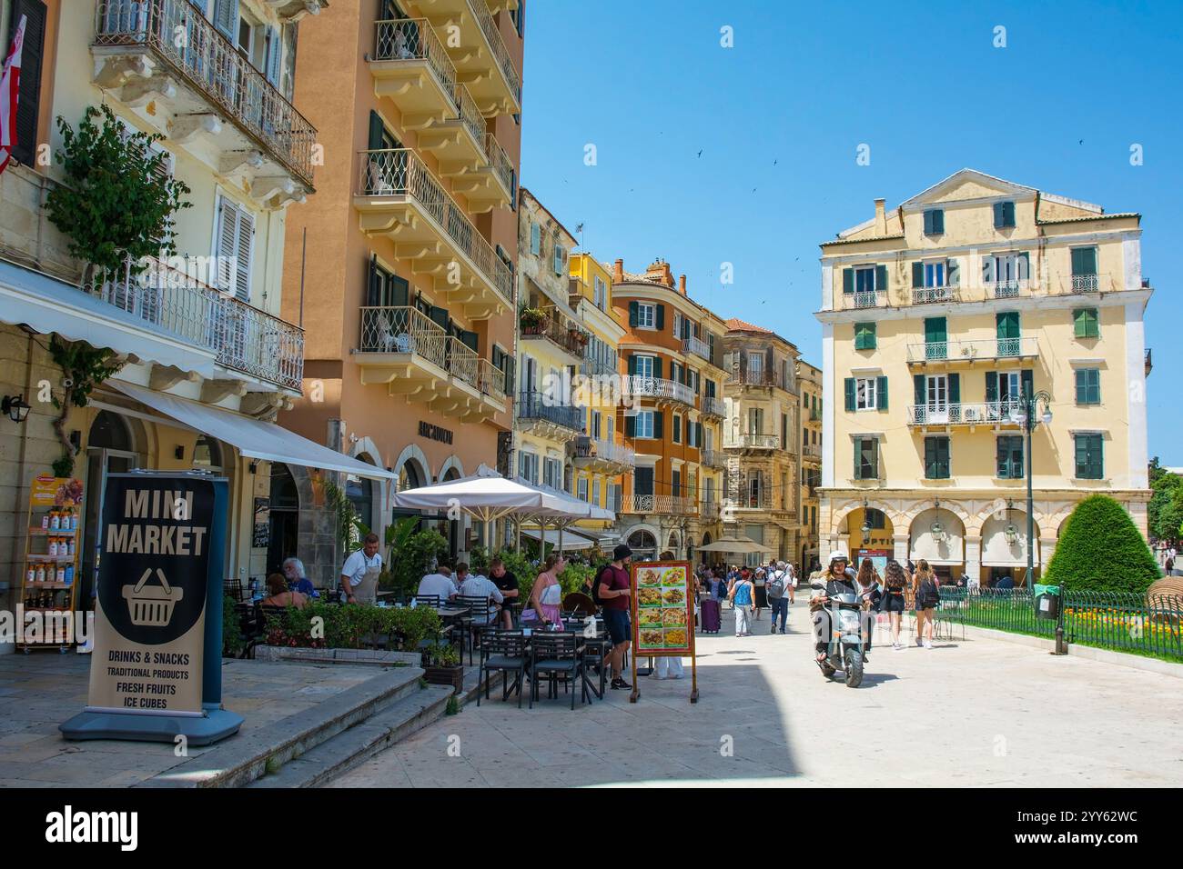 Corfu, Greece - June 6th 2024. Kapodistriou Street in Corfu Old Town ...