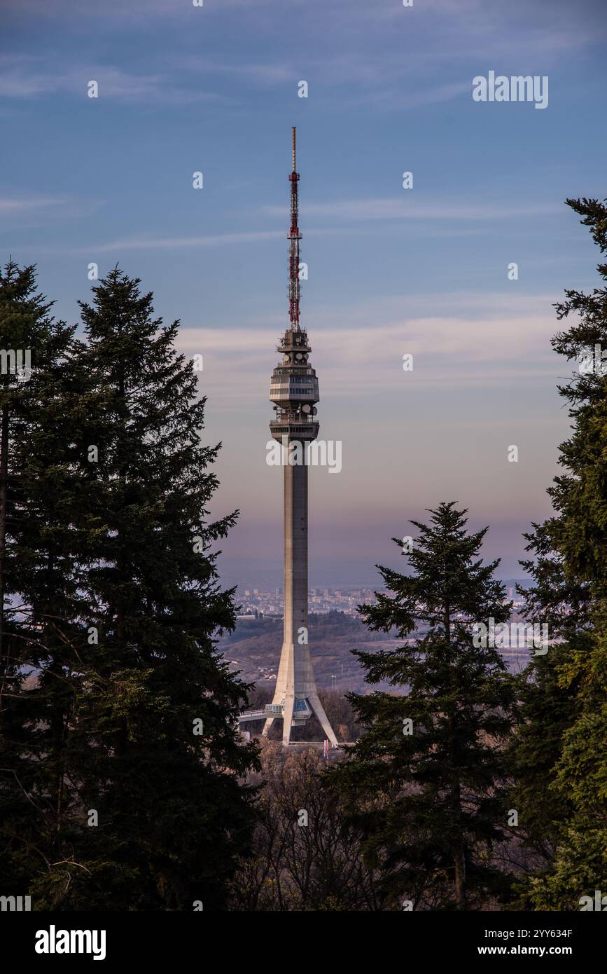 The Avala Tower, 204 m tall telecommunications tower in Avala mountain ...