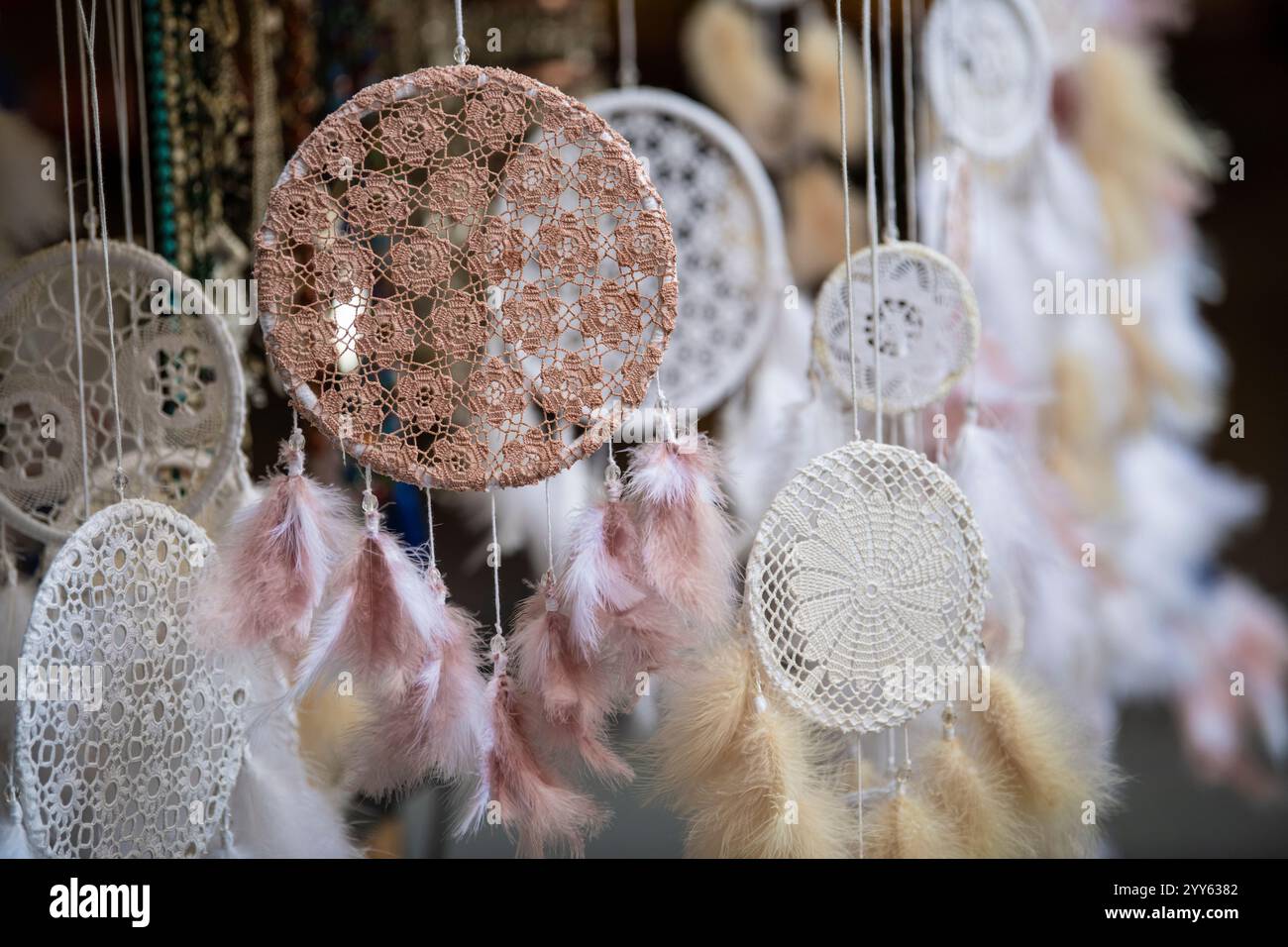 Beautiful dreamcatcher white feathers hi-res stock photography and ...