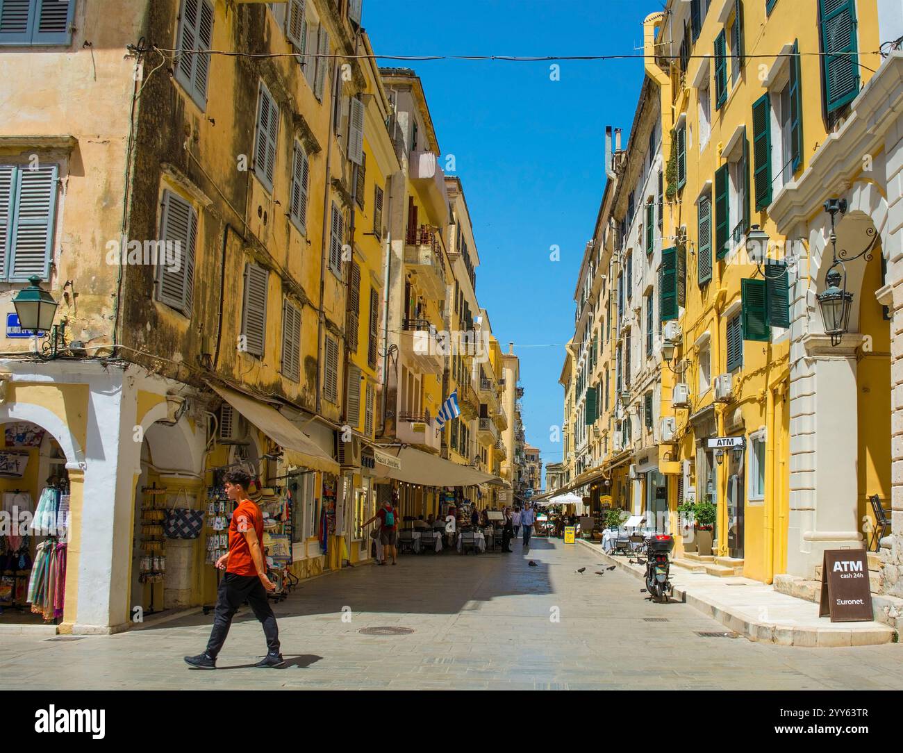 Corfu, Greece - June 6th 2024. Kapodistriou Street in Corfu Old Town ...