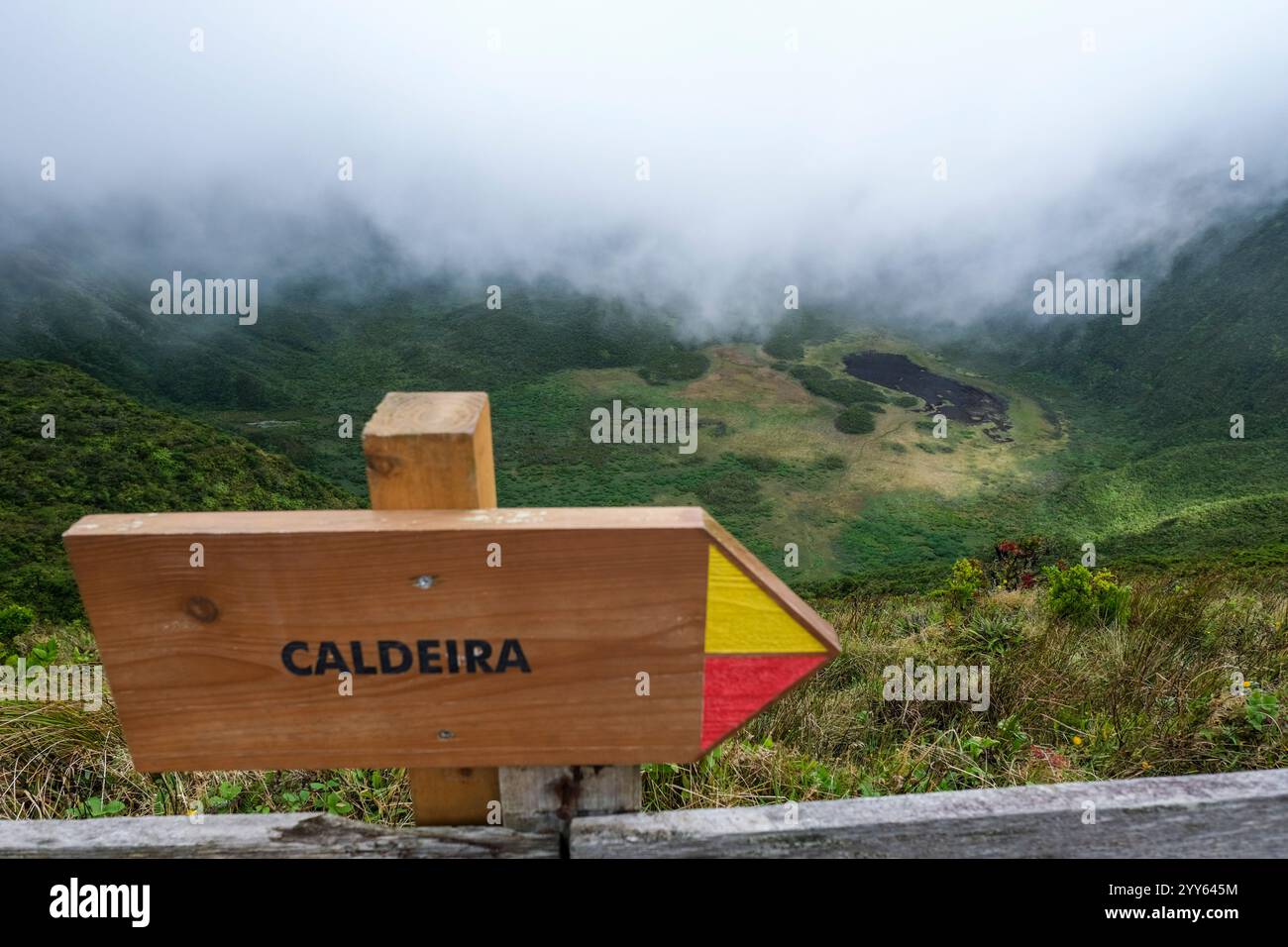 Horta, Portugal. 25th Sep, 2024. The crater in the Caldeira do Faial ...