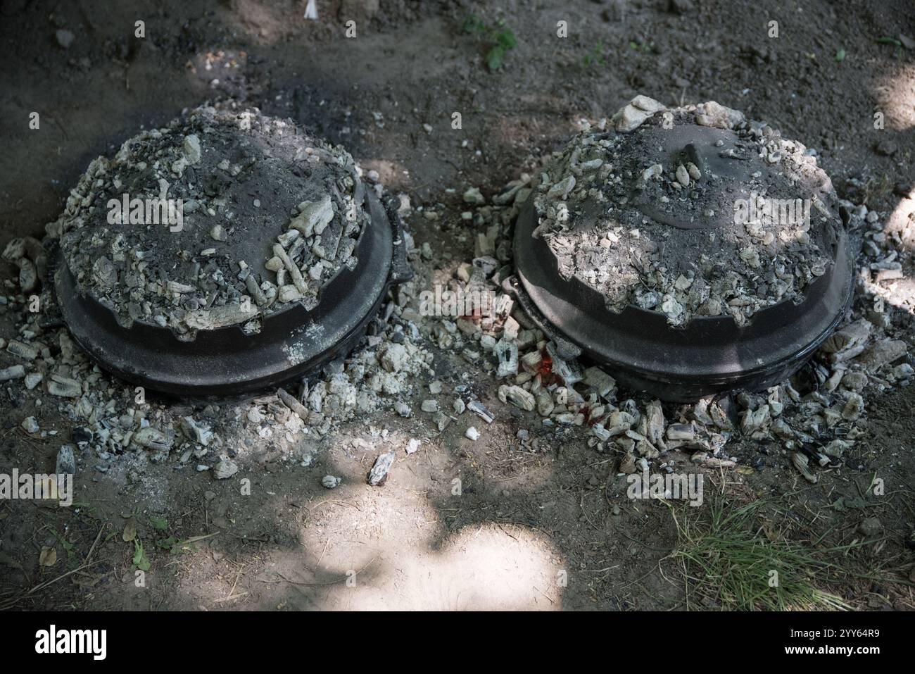 Traditional specialty of lamb and vegetables prepared under a baking ...