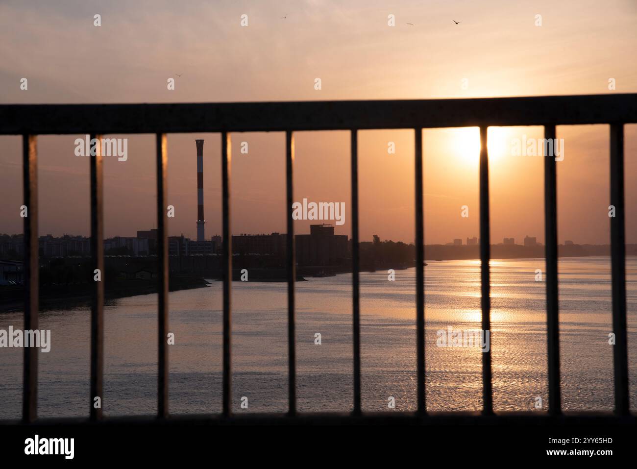 View of the Danube river and the city of Belgrade from Pancevo Bridge ...