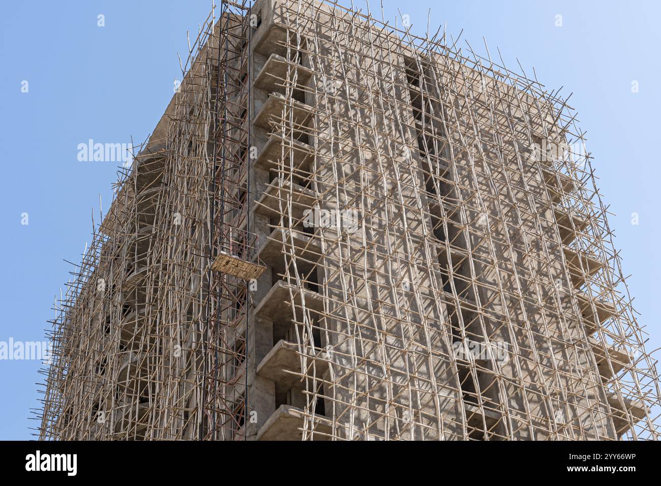 Construction site in Ethiopia with typical african scaffolding Stock ...