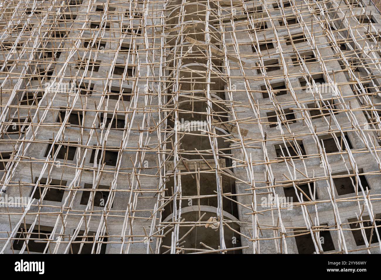 Construction site in Ethiopia with typical african scaffolding Stock ...