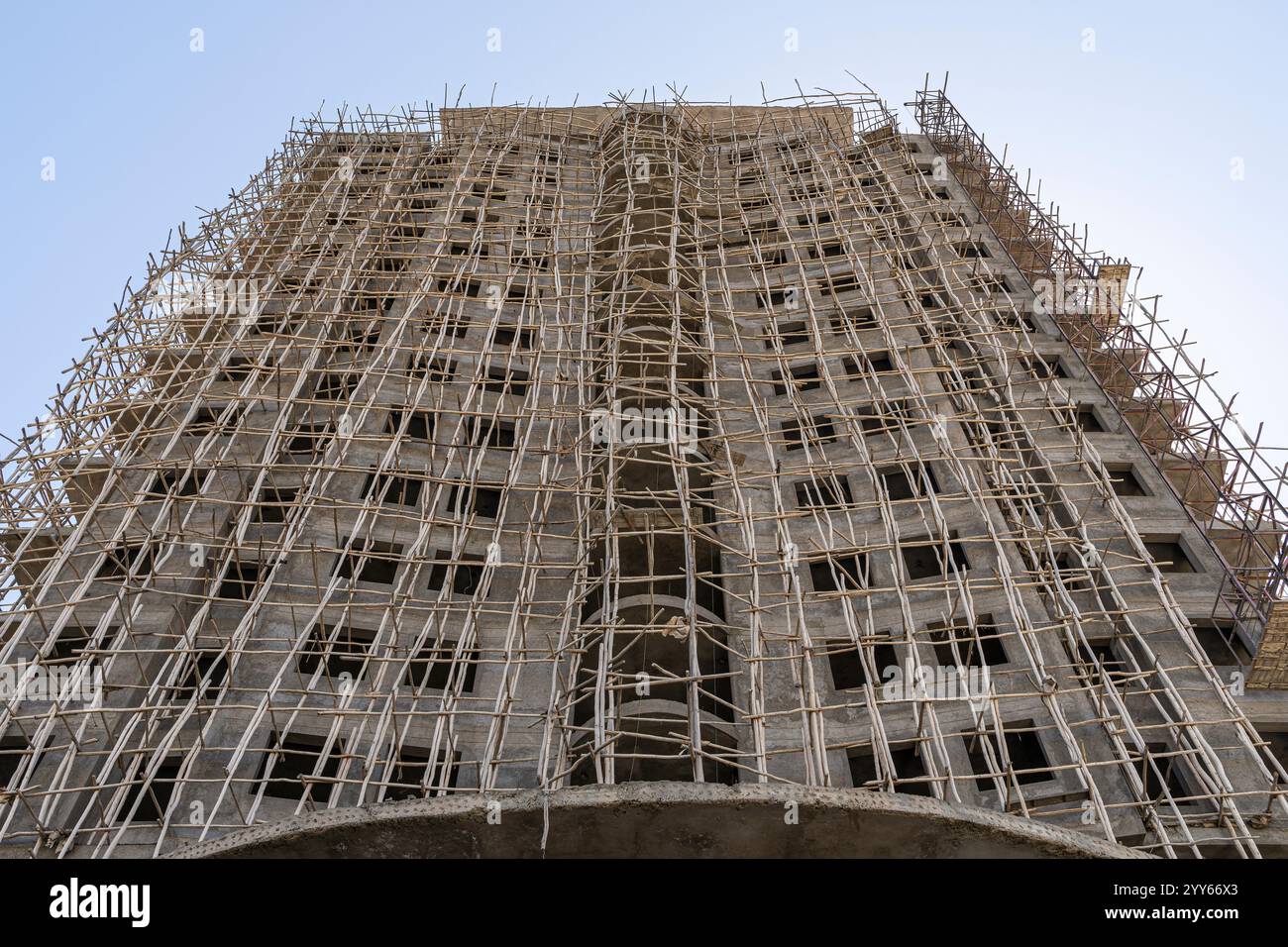 Construction site in Ethiopia with typical african scaffolding Stock ...