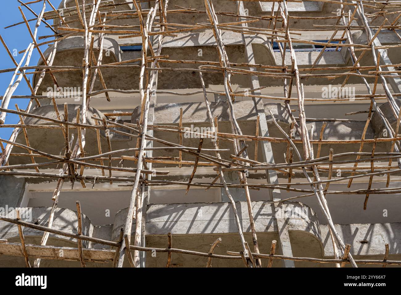Construction site in Ethiopia with typical african scaffolding Stock ...