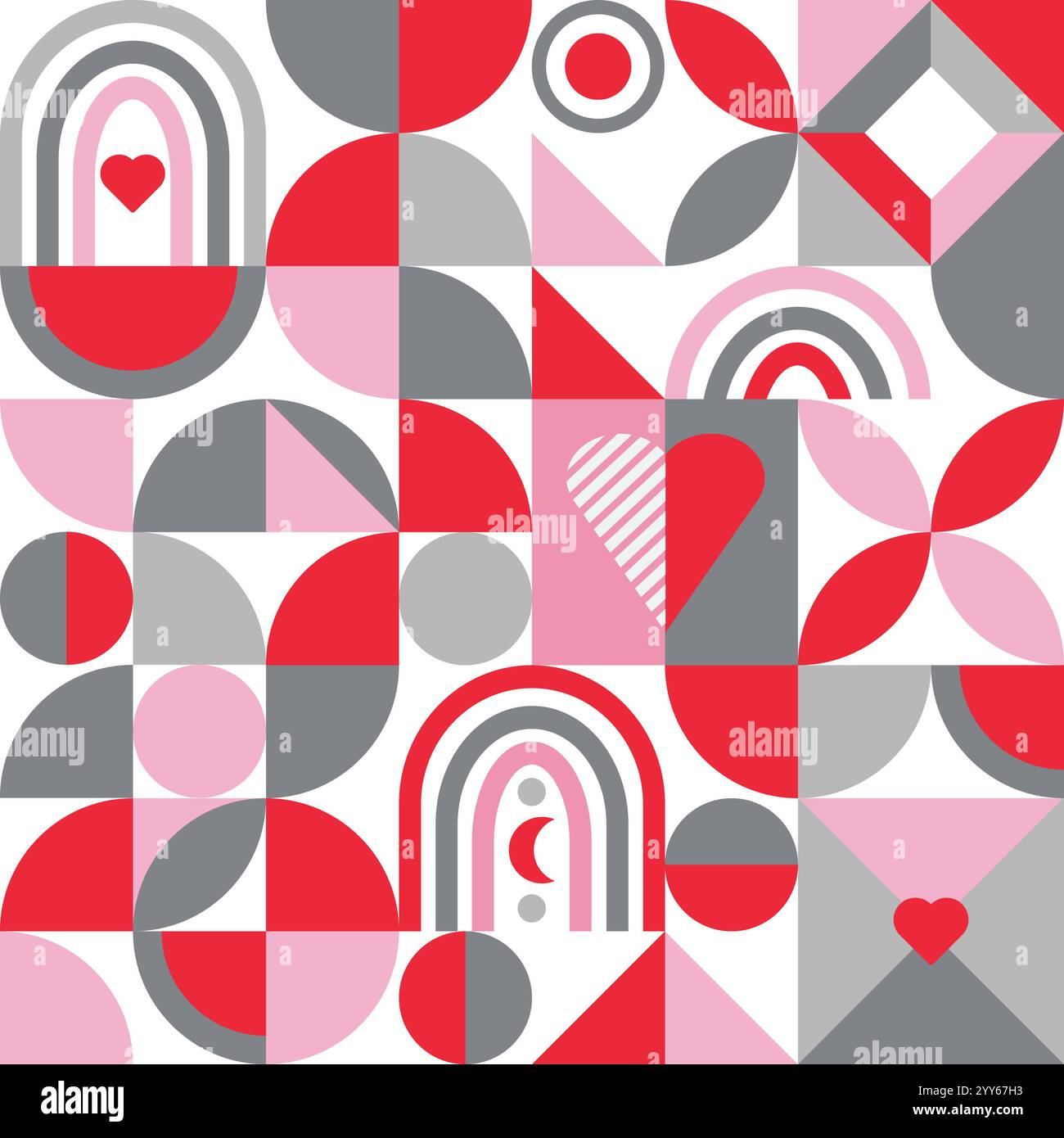 Geometric Love Valentines Day Bauhaus Pattern Stock Vector Image & Art ...