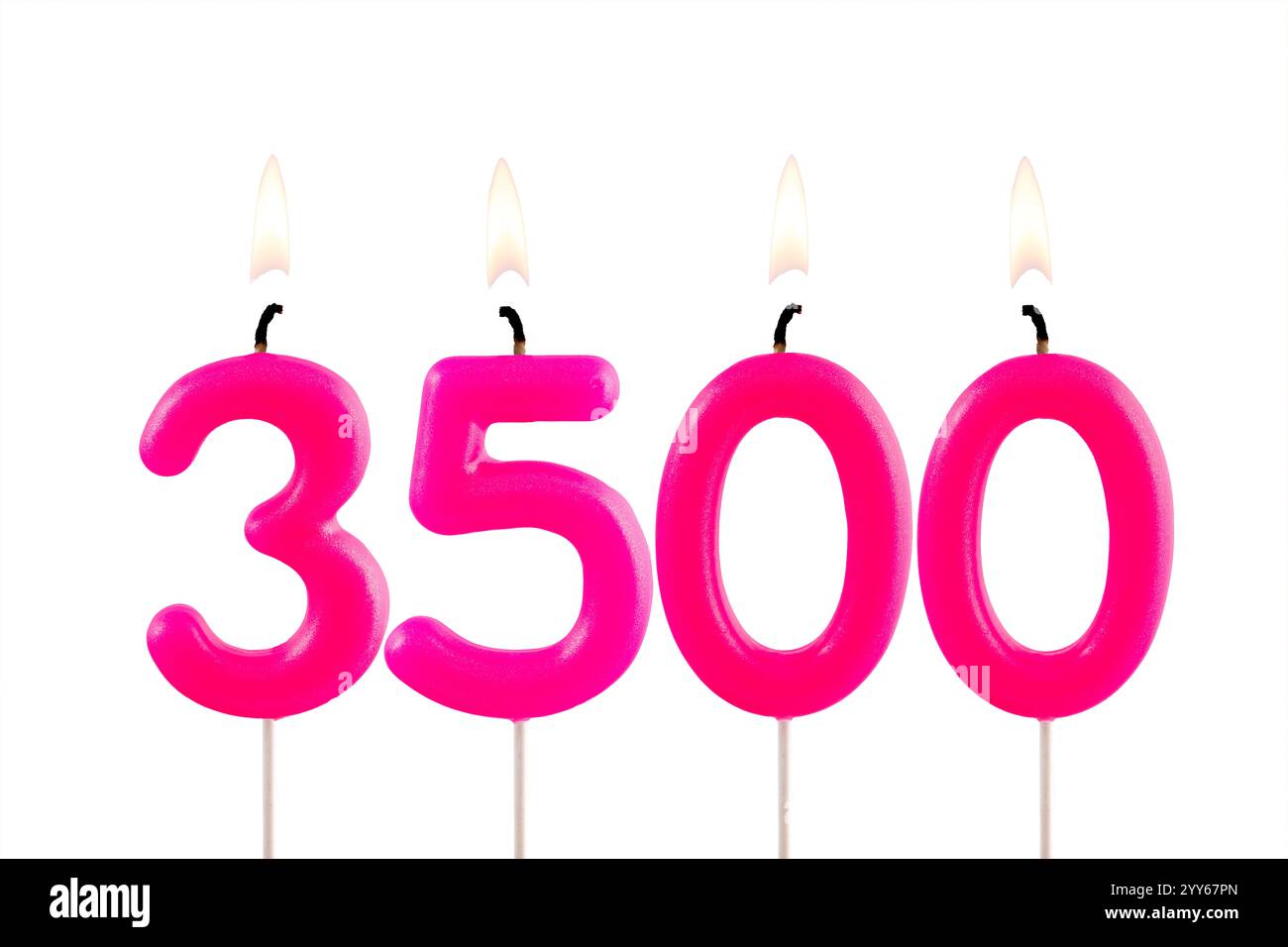 Candles forming the number 3500 - white background Stock Photo - Alamy