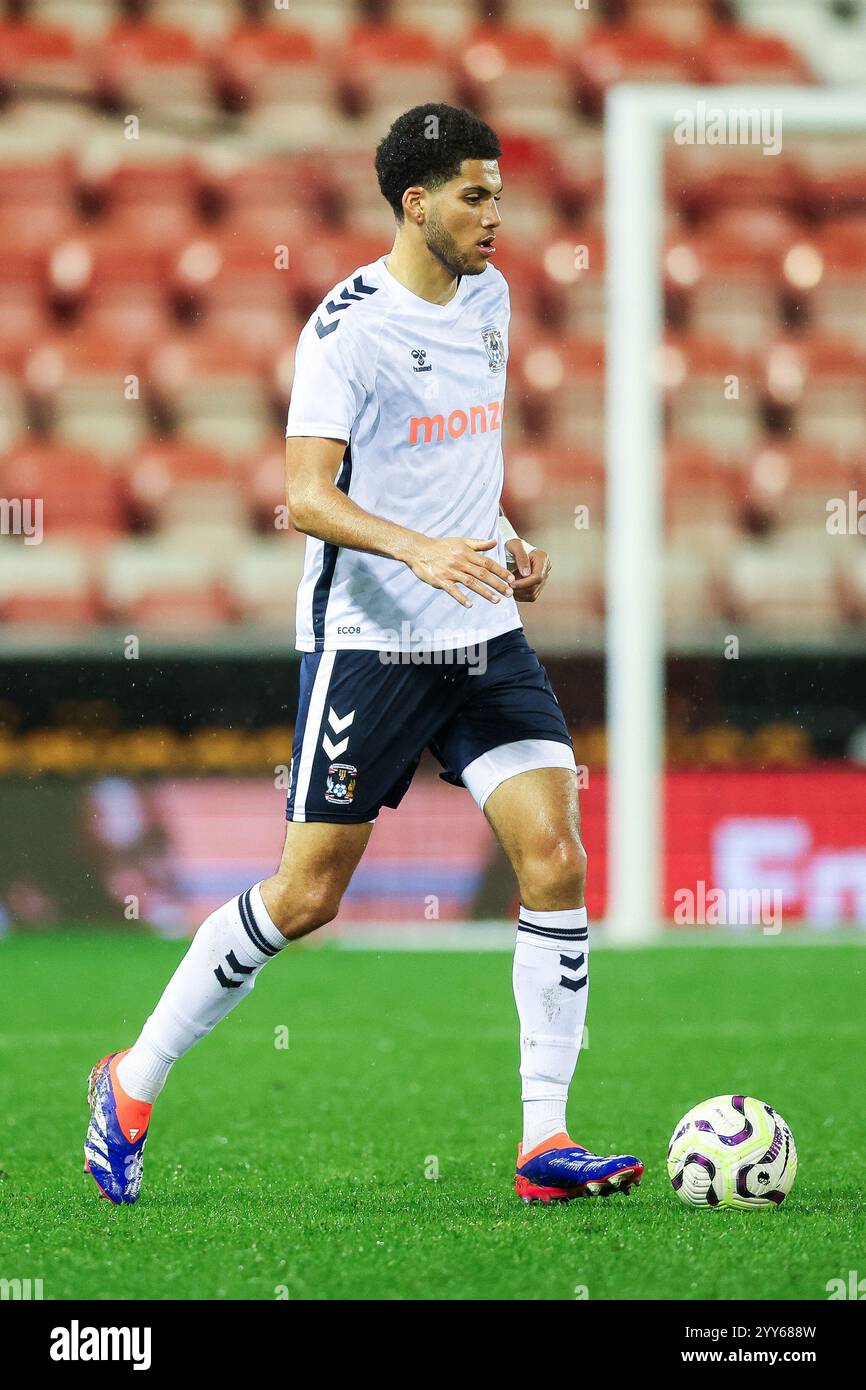 Coventry City’s Joshua Gordon during the FA Youth Cup third round match at Leigh Sports Village ...