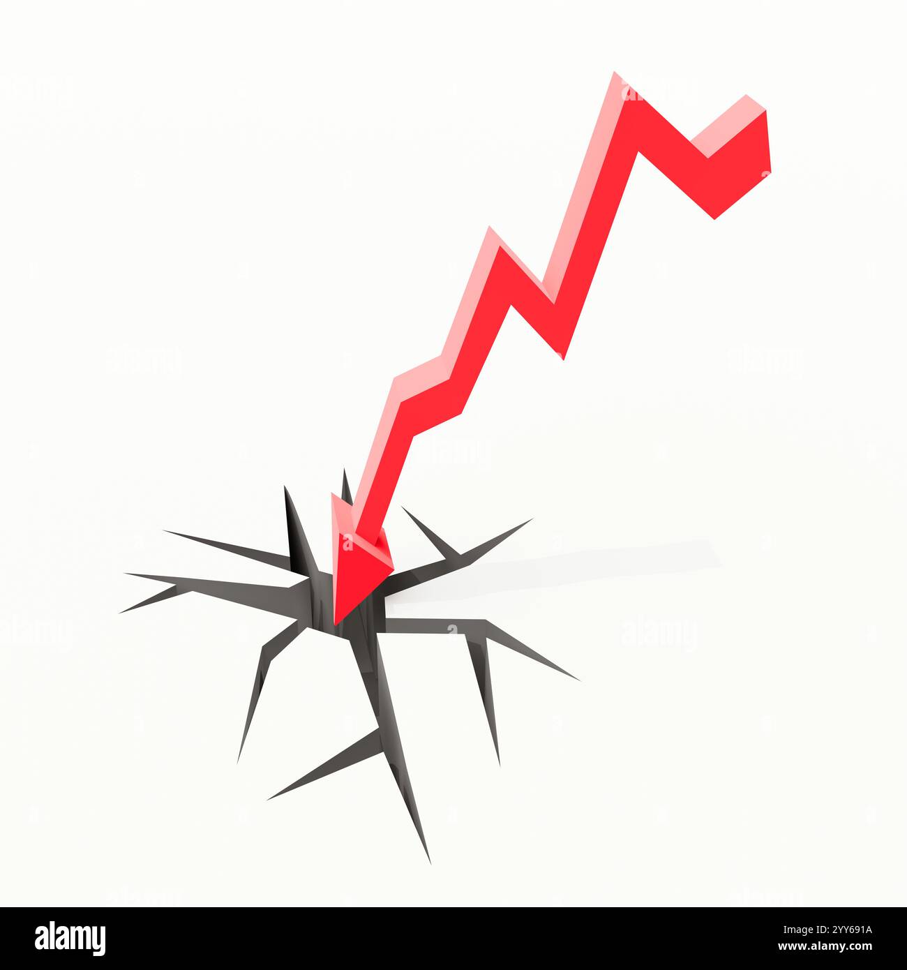 Diagram Arrow is crashing the white background Stock Photo - Alamy