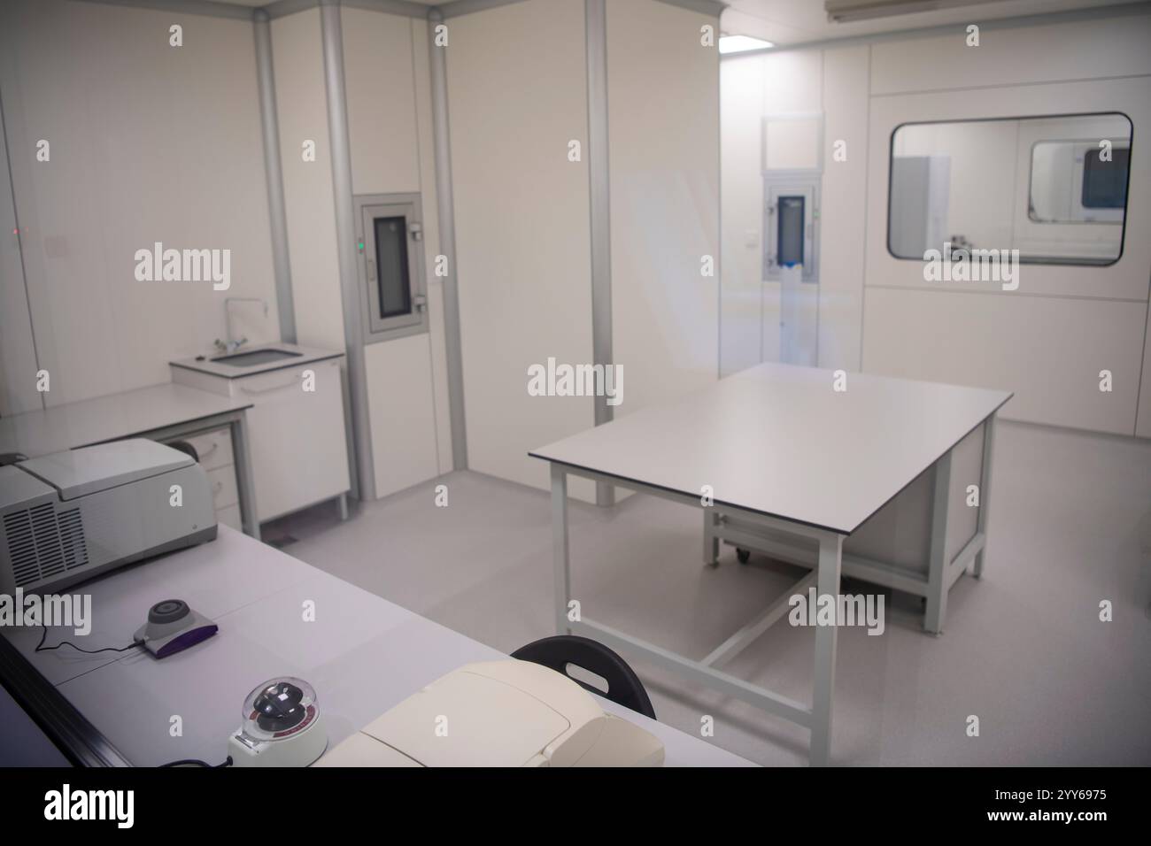 Futuristic laboratory with devices for DNA research, genome sequencing ...