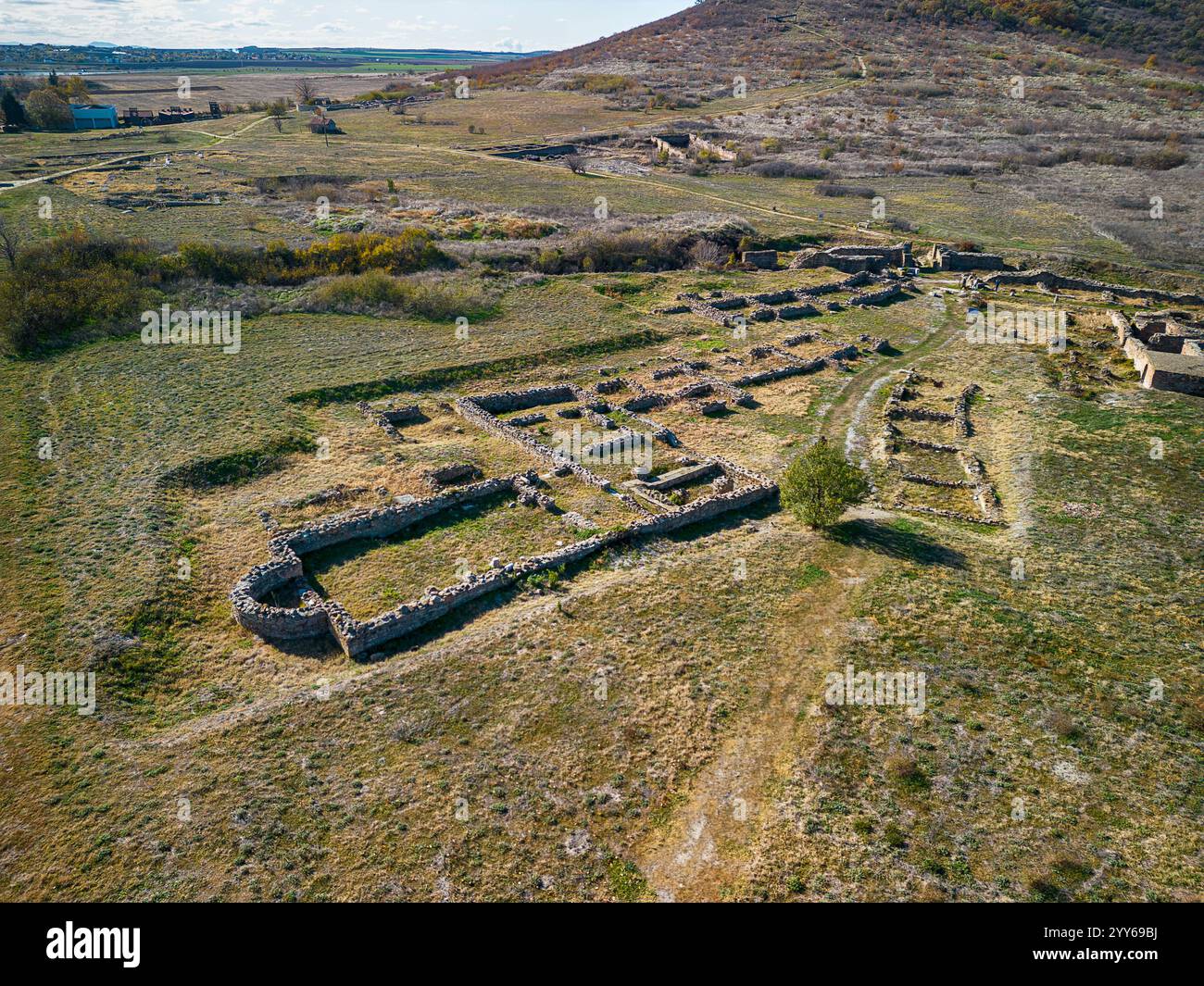 Drone top view The ancient Thracian city of Kabyle, Kabile or Cabyle in ...