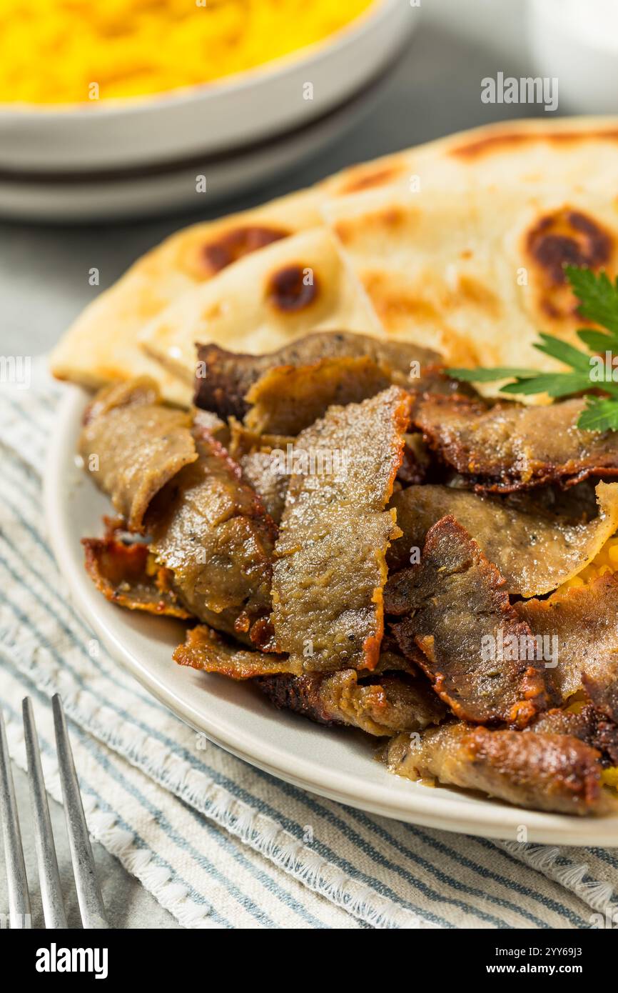 Homemade Greek Gyro Plate with Rice and Pita Stock Photo - Alamy