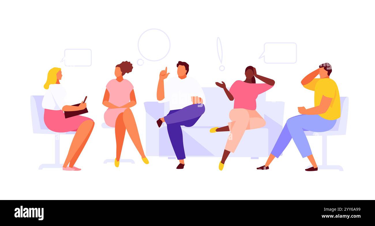 Woman psychologist working with a group of people. Group psychological ...