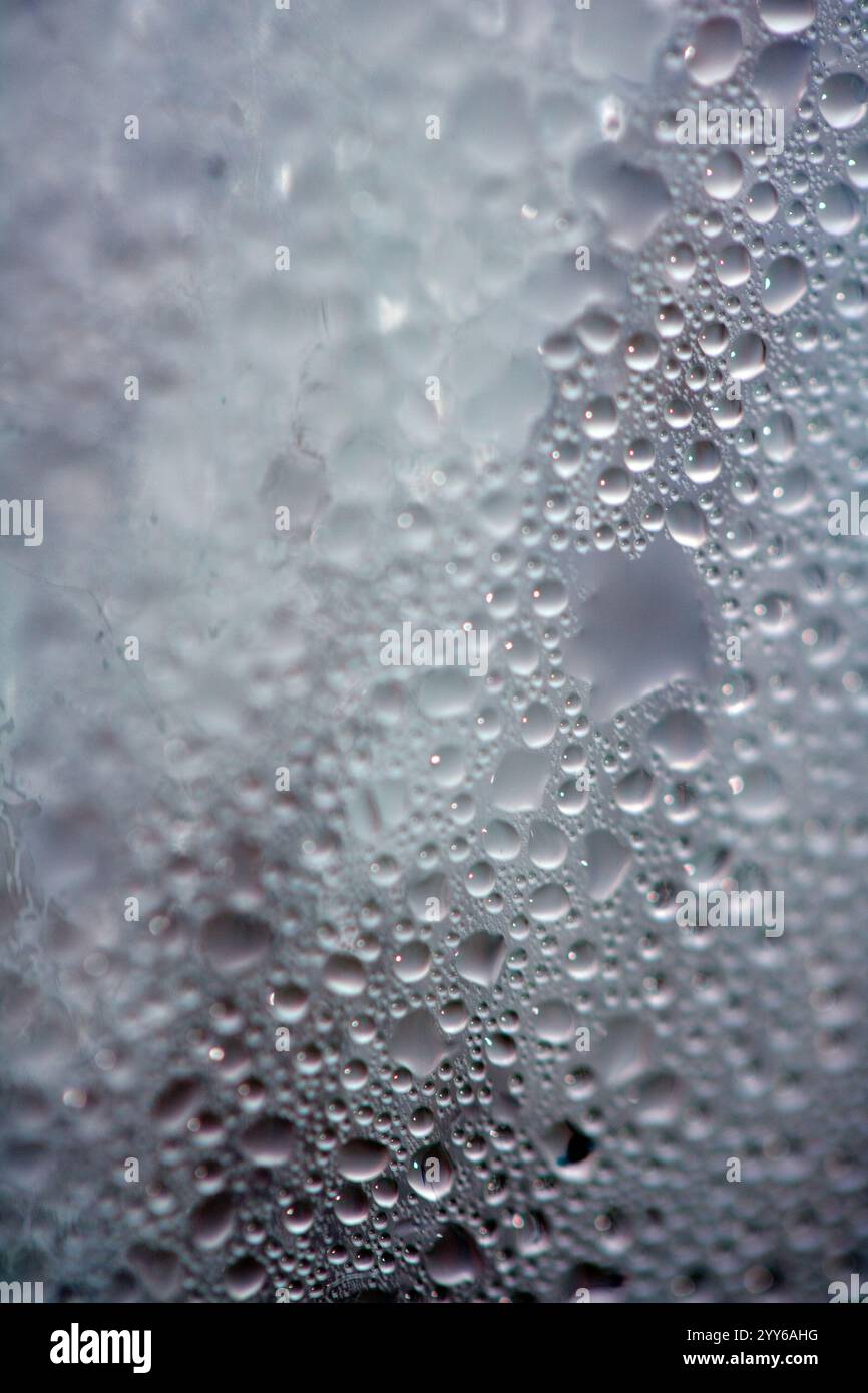Close Up of Condensation Floating Liquid Water Bubbles and Drips on ...