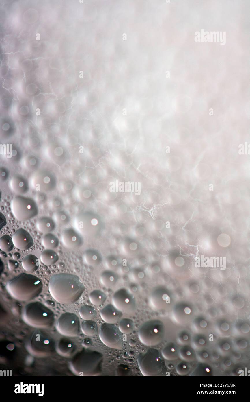 Close Up of Condensation Floating Liquid Water Bubbles and Drips on ...