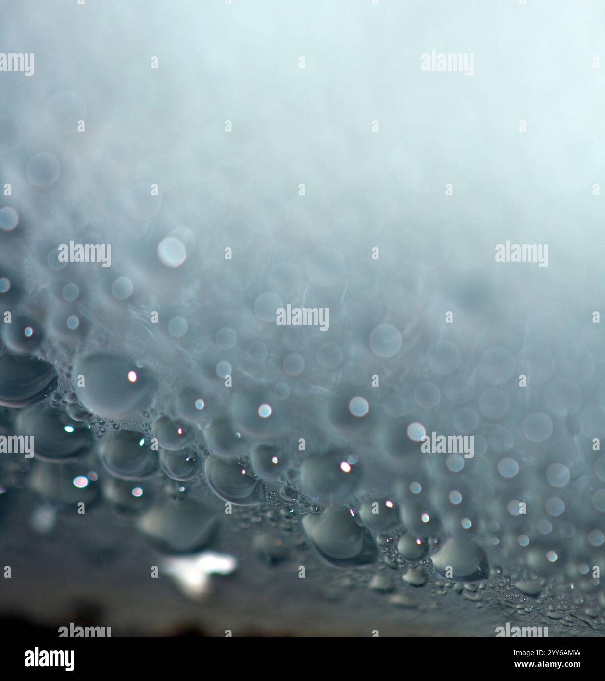 Close Up of Condensation Floating Liquid Water Bubbles and Drips on ...
