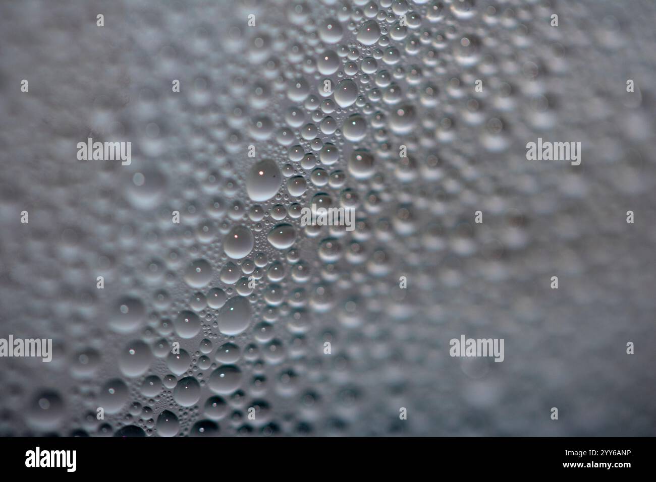 Close Up of Condensation Floating Liquid Water Bubbles and Drips on ...