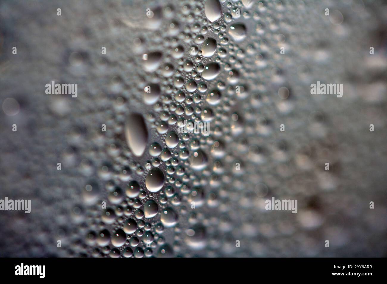 Close Up of Condensation Floating Liquid Water Bubbles and Drips on ...