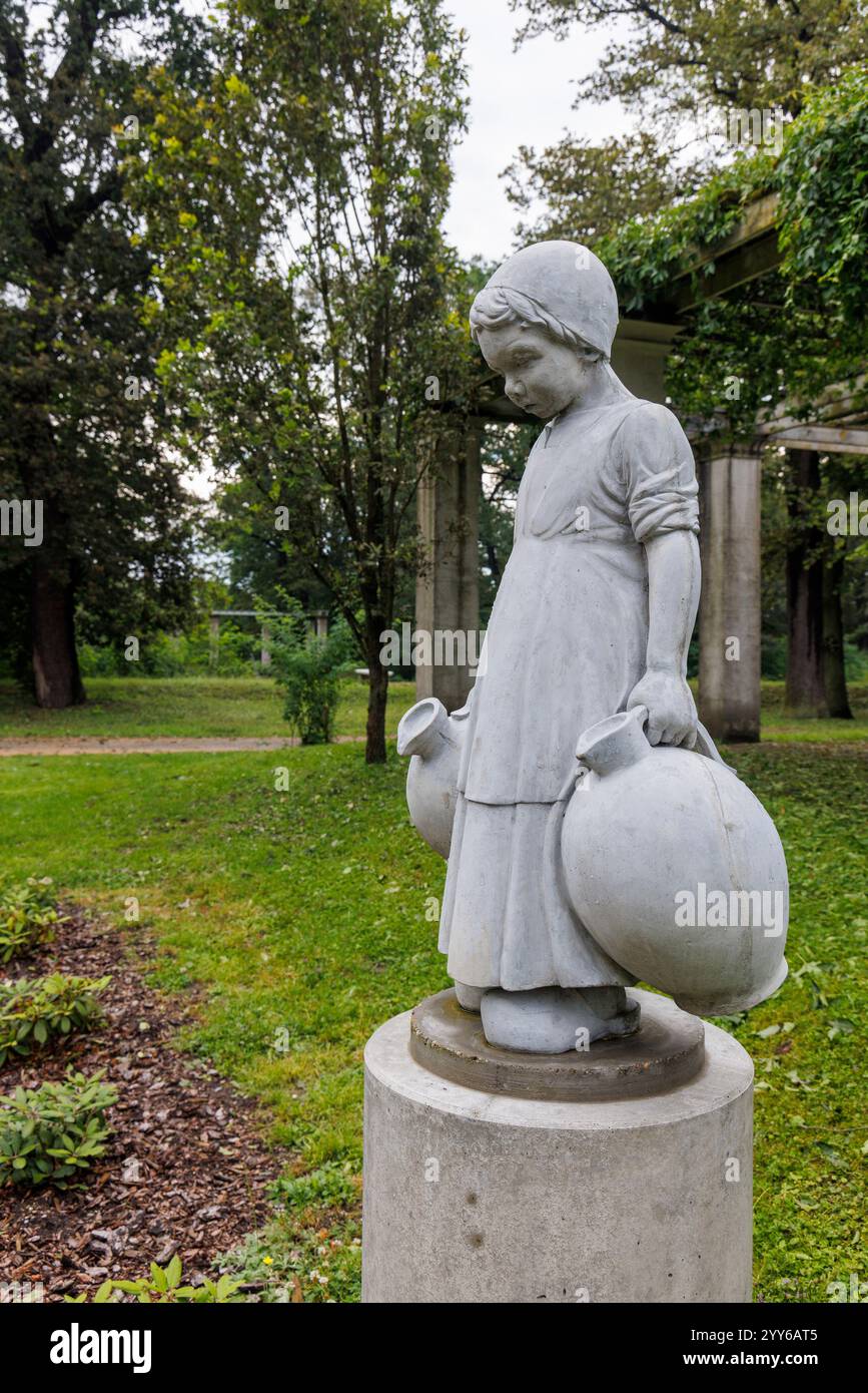 Statue of girl carrying pitchers, East German Rose Garden, Forst ...