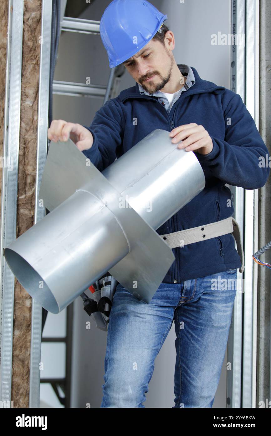 Construction looking through pipe hi-res stock photography and images ...