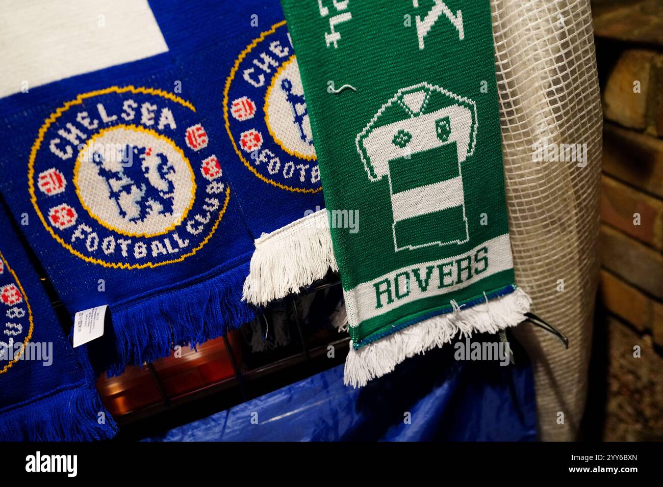Chelsea and Shamrock Rovers scarves for sale near to the stadium ahead ...