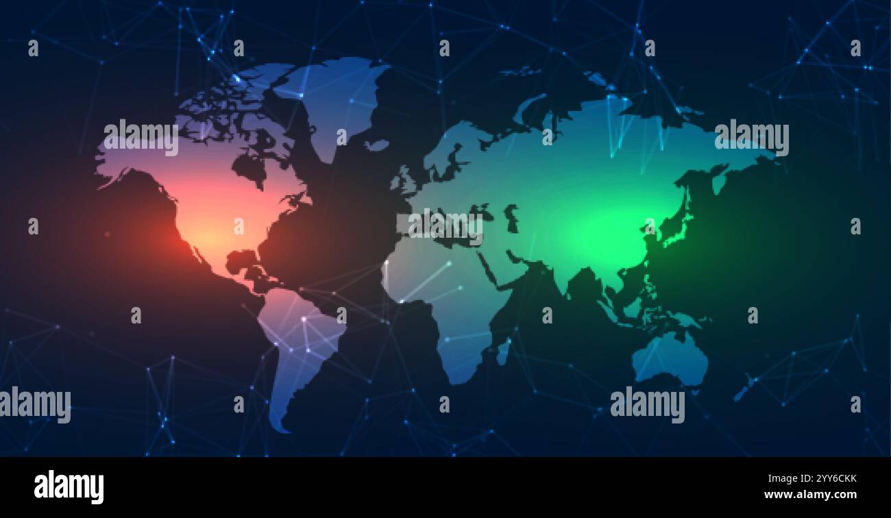 work map in network technology lines background Stock Vector Image ...
