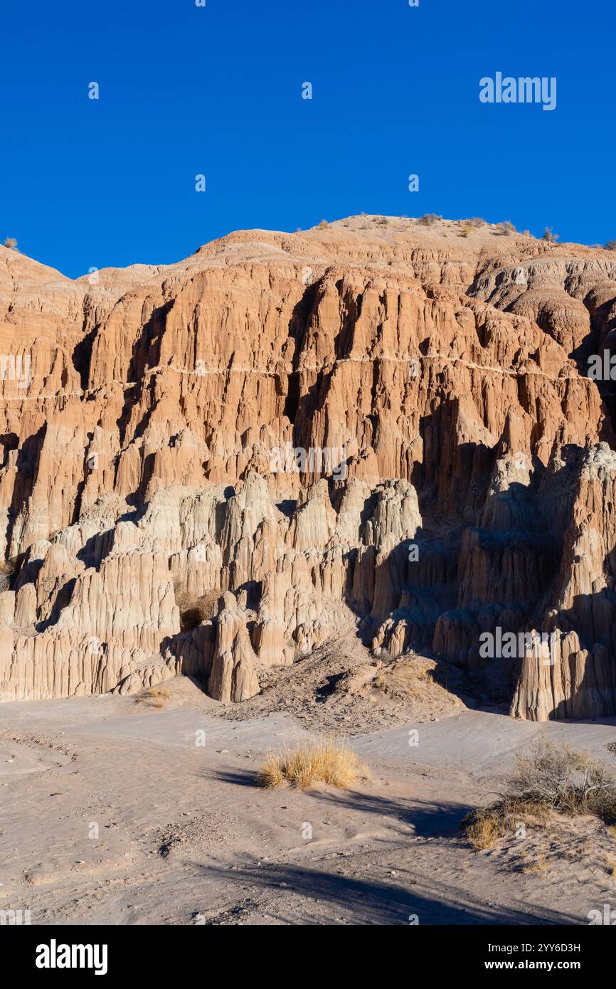 Photograph of eroded clay soils at Cathedral Gorge State Park during a ...