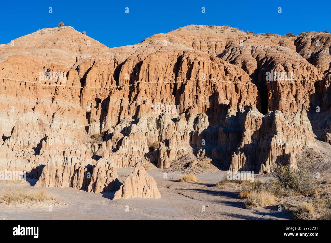 Photograph of eroded clay soils at Cathedral Gorge State Park during a ...