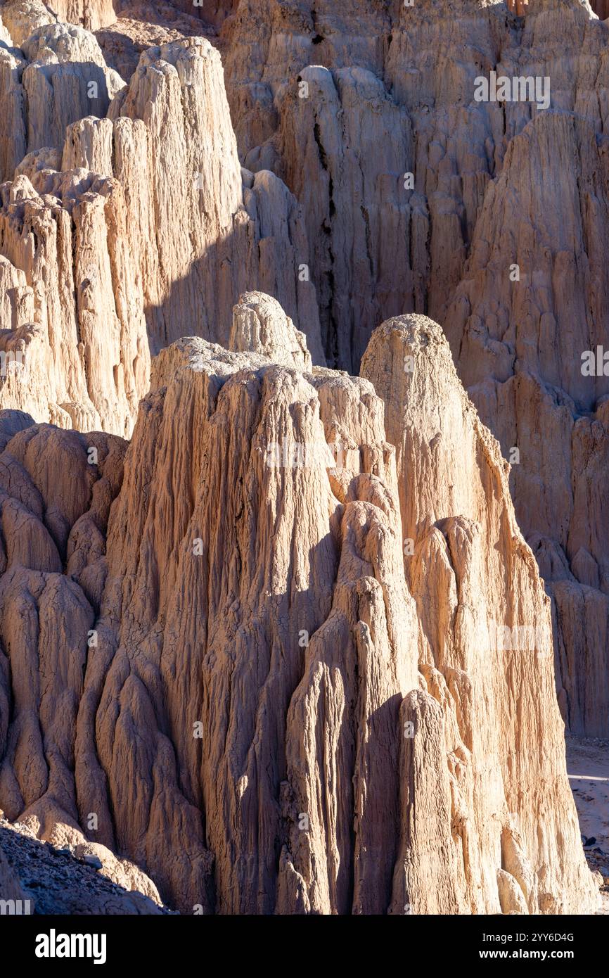 Photograph of eroded clay soils at Cathedral Gorge State Park during a ...