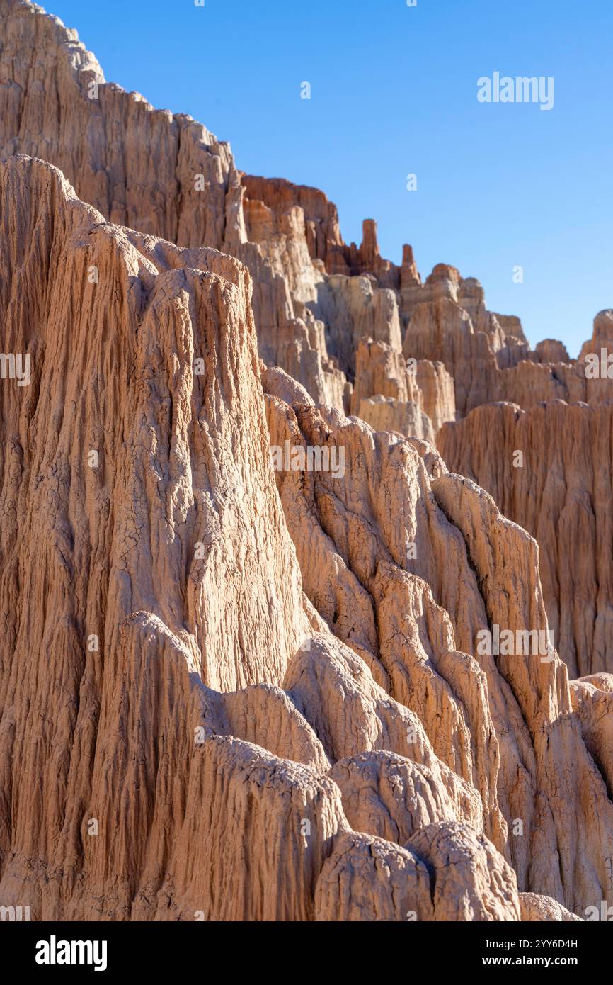 Photograph of eroded clay soils at Cathedral Gorge State Park during a ...